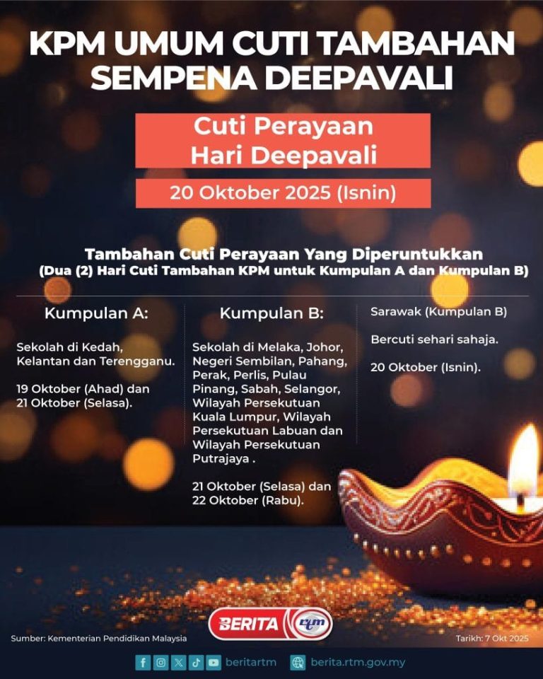 TERKINI: CUTI SEKOLAH TAMBAHAN DEEPAVALI 2025 – PELAJAR DAN IBU BAPA ...